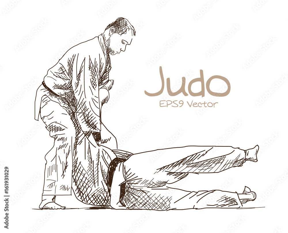 Hand sketch competing judo in Vector illustration Stock Vector | Adobe ...