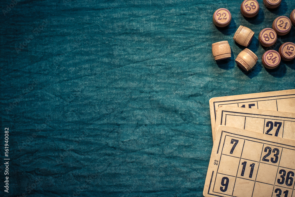 The game of bingo on a green background with copy space Stock Photo ...