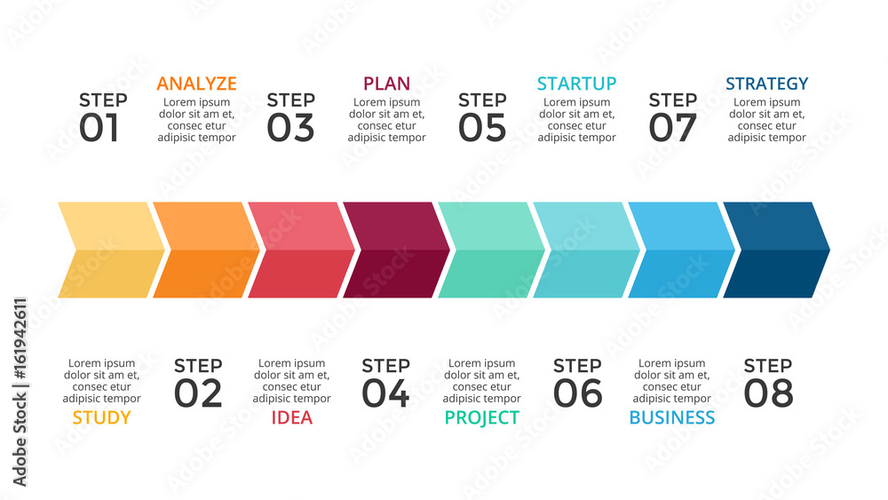Vector arrows timleline infographic, growth diagram chart, performance ...