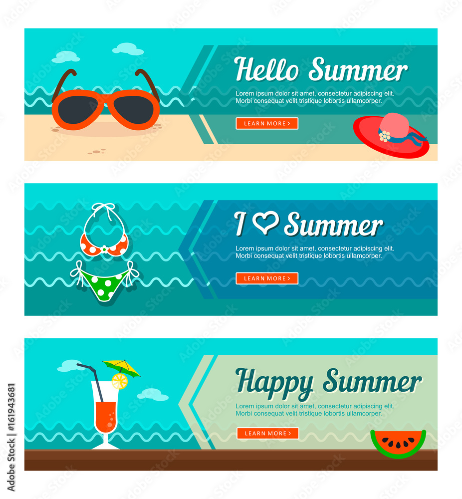 Travel and vacation vector banners Stock Vector | Adobe Stock