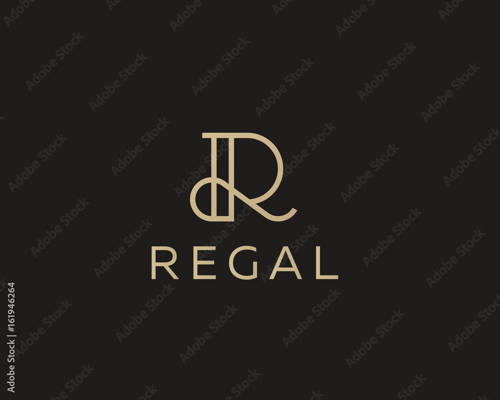 Elegant line curve vector logotype. Premium letter R logo design ...