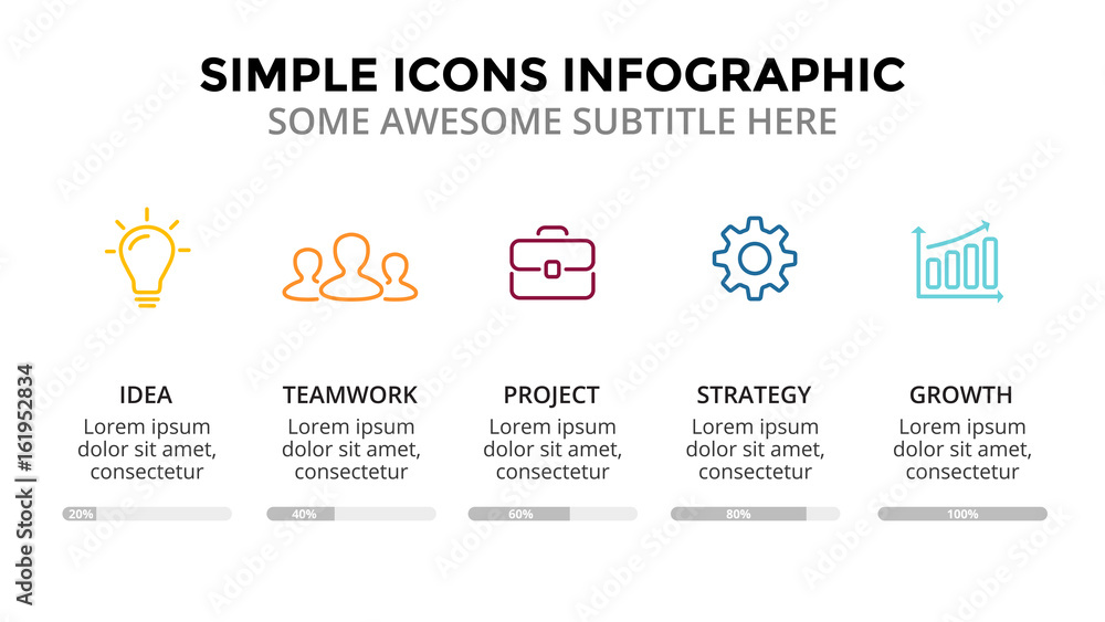 Vector icons minimal infographic, text diagram, flat percents status ...