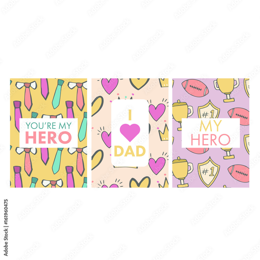 Vector set of greeting card of fathers day on white background Stock ...