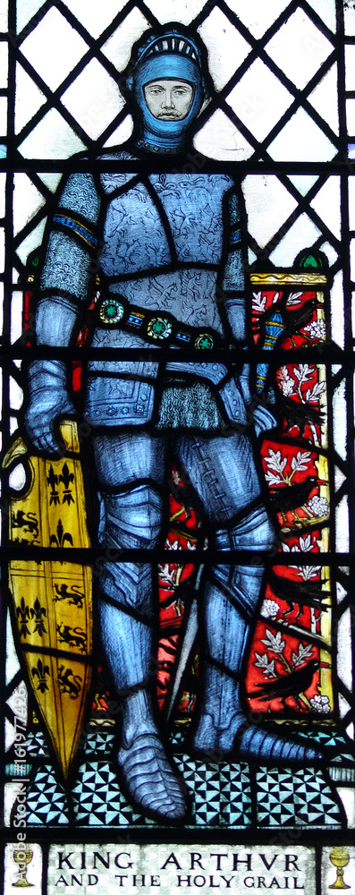 King Arthur in stained glass Stock Photo | Adobe Stock