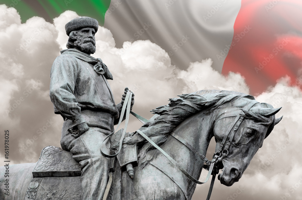 Giuseppe Garibaldi, the Hero of Two Worlds equestrian statue with ...