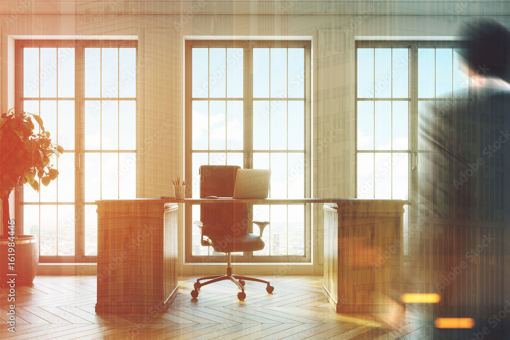 CEO office interior, windows, man Stock Illustration | Adobe Stock