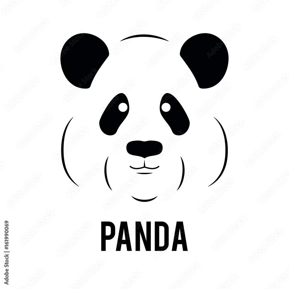 Panda face logo template. Flat vector illustrations isolated on white ...