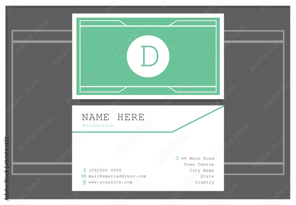 Teal and White Business Card Layout 1 Stock Template | Adobe Stock