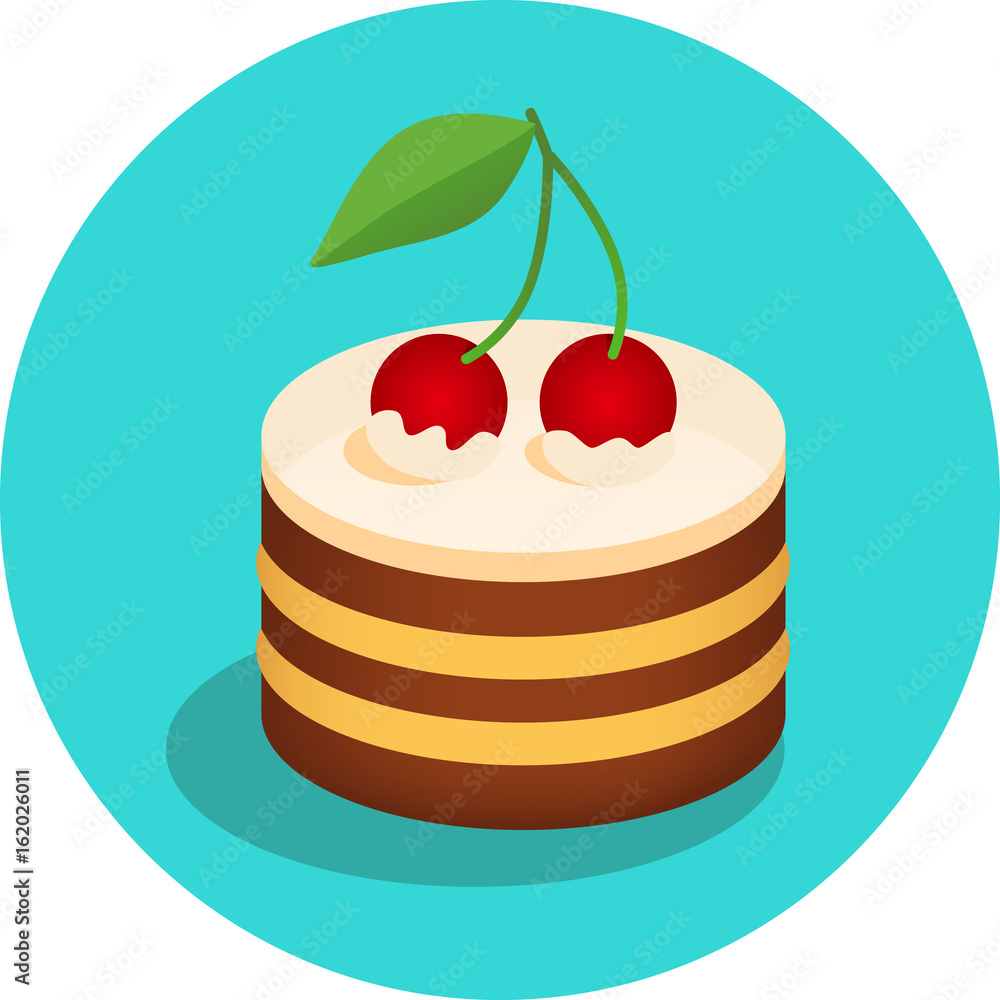 Cherry cake. Vector cartoon illustration Stock Vector | Adobe Stock