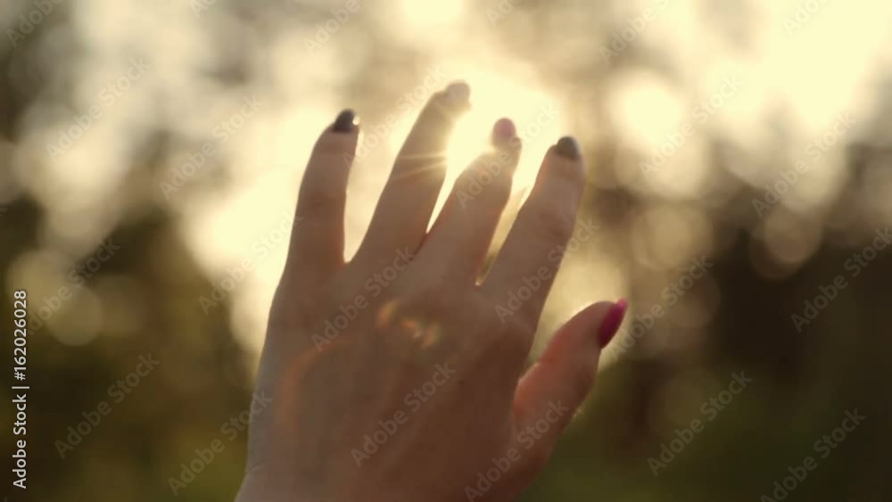 Sun rays through a woman's hand Stock Video | Adobe Stock