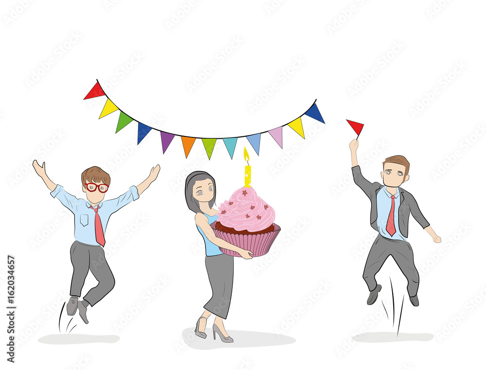 Sketch of the little people who celebrate. The concept of a holiday ...