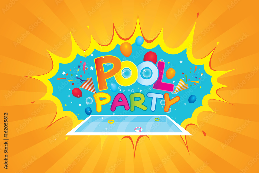 Vector of pool party invitation and design elements. Stock Vector ...