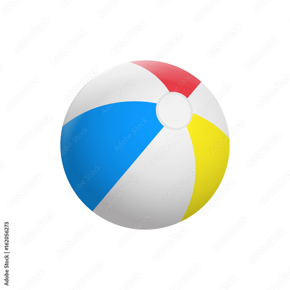 Realistic Beach ball isolated on white background. Vector illustration ...