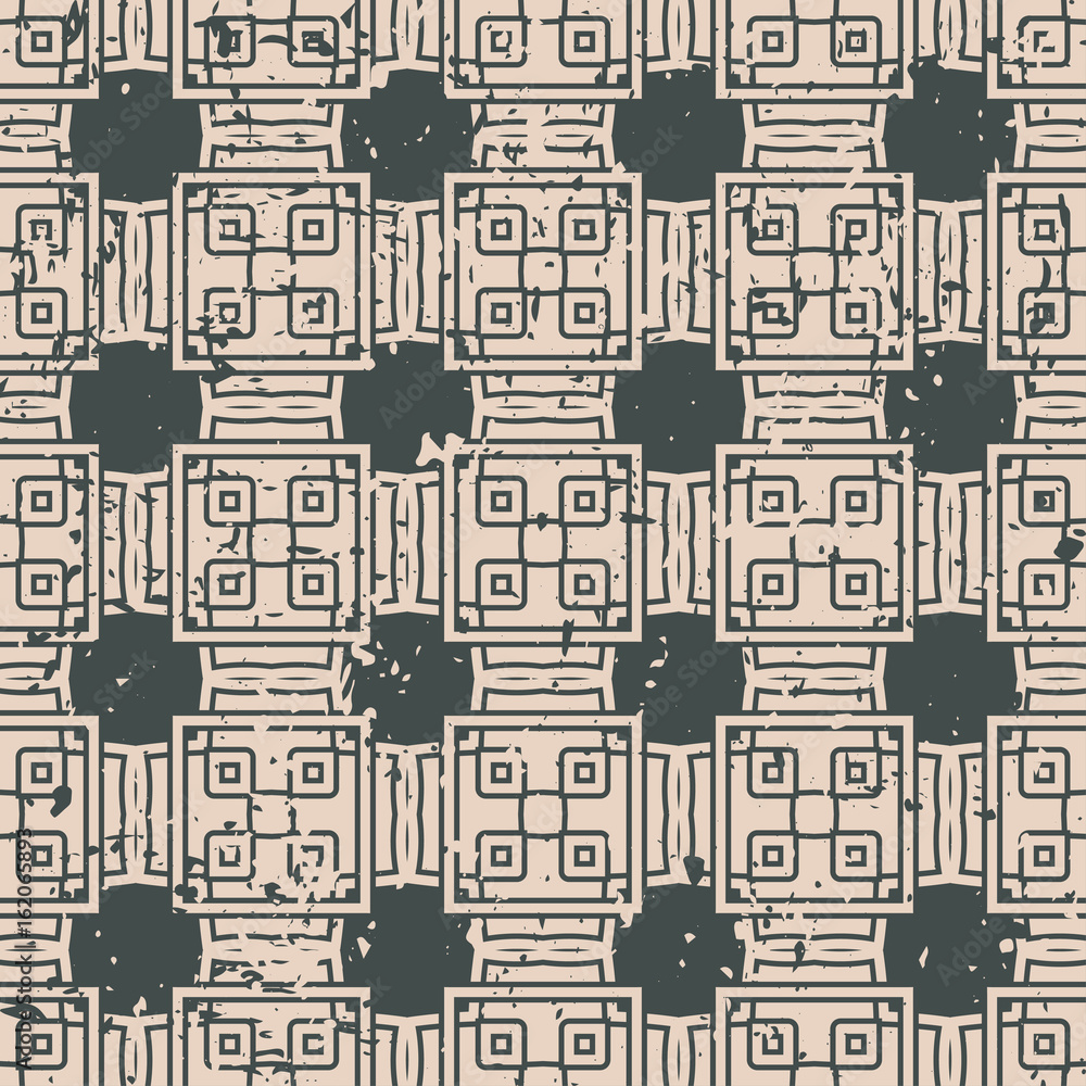 Abstract vintage ornamental pattern with fading and scratches, paint ...