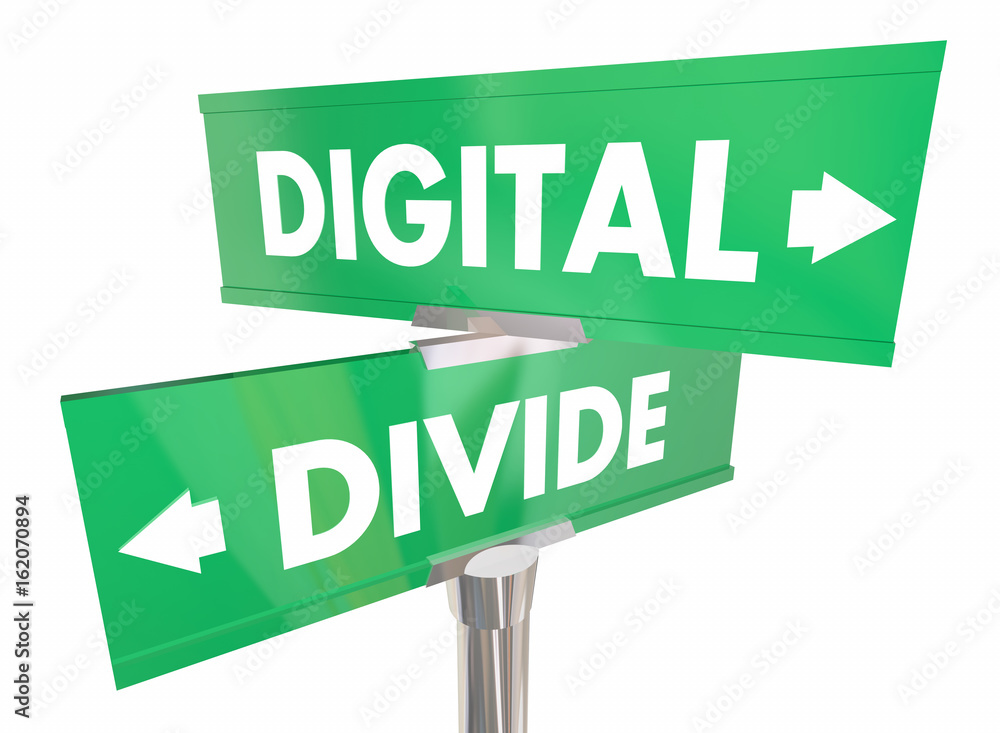 Digital Divide Internet Access Separation Two Signs 3d Illustration ...