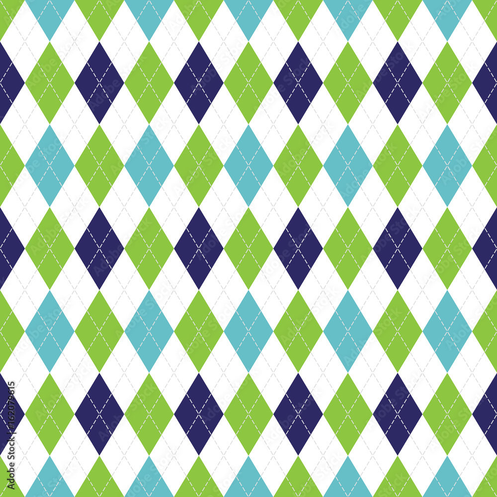 Vector Argyle Seamless Pattern in Navy, Blue, and Green Color. Seamless ...