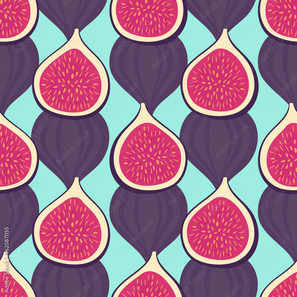 Figs pattern on mint green background. Seamless decorative background ...