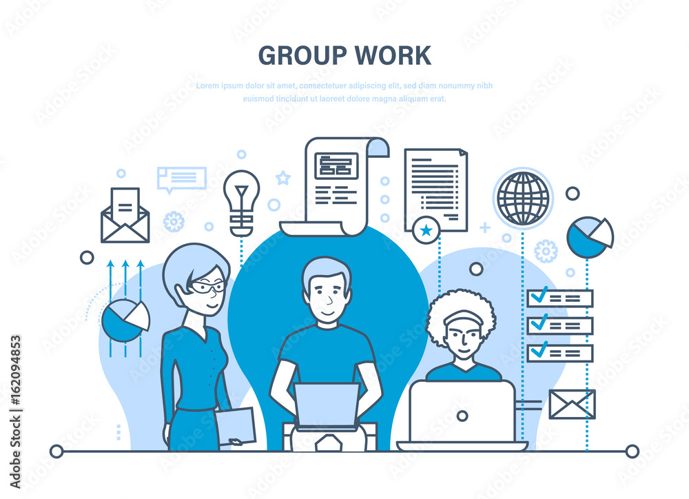 Group work, people in office, teamwork, partners, colleague, brainstorm ...