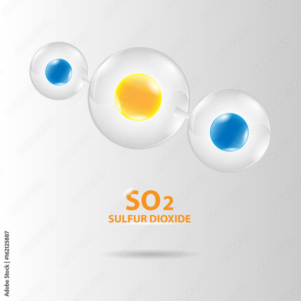 sulfur dioxide molecule model vector Stock Vector | Adobe Stock