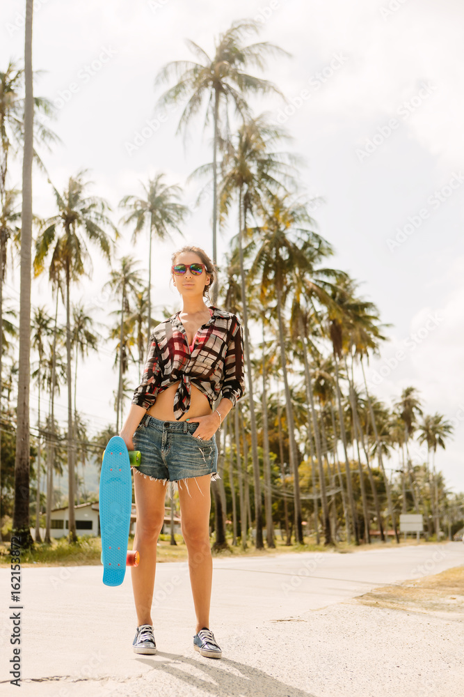 Swag Girl With Skateboard