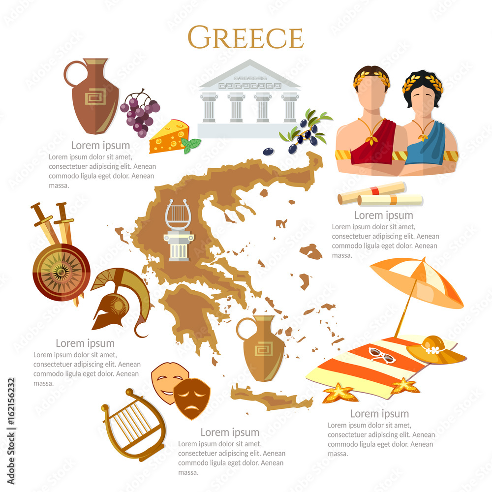 Ancient Greece and Ancient Rome infographics. sights, culture ...