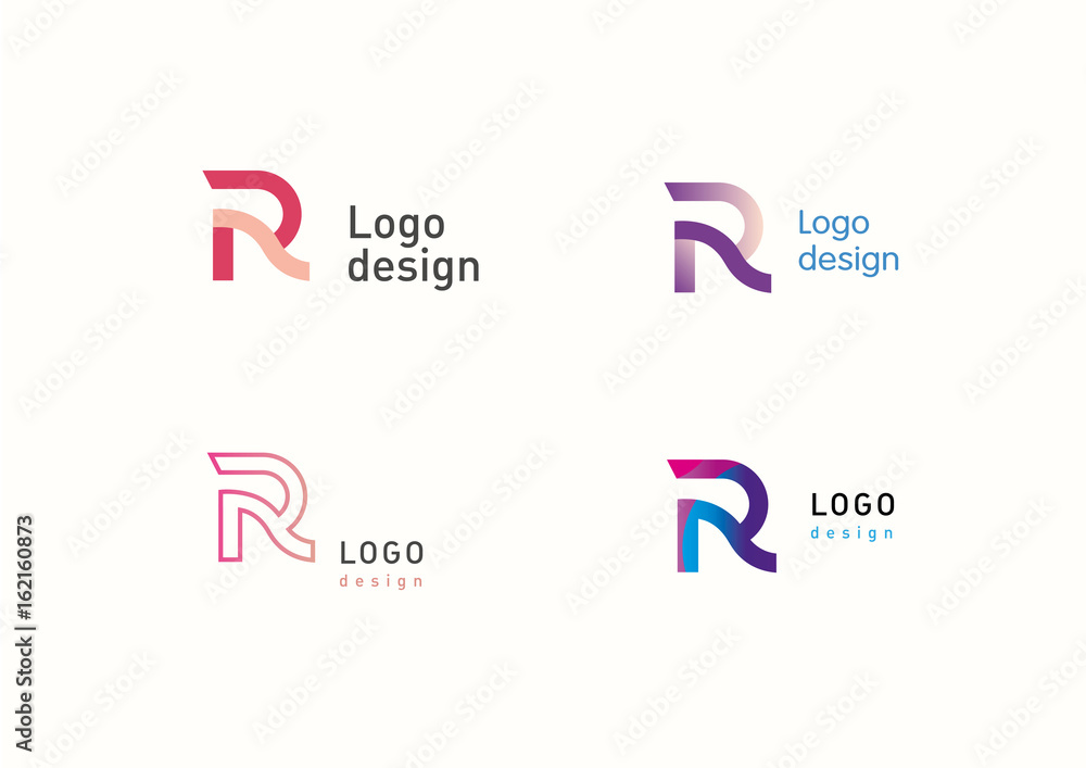 Development of a creative geometric logo, the letter R Stock Vector ...