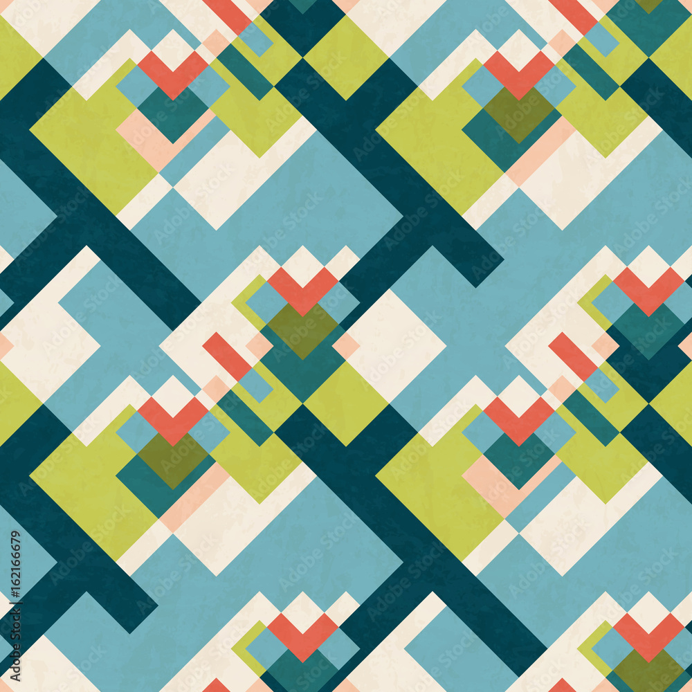 Abstract geometric seamless pattern in mid-century modern colors ...