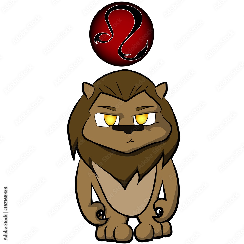 Leo cartoon vector + zodiac sign Stock Vector | Adobe Stock