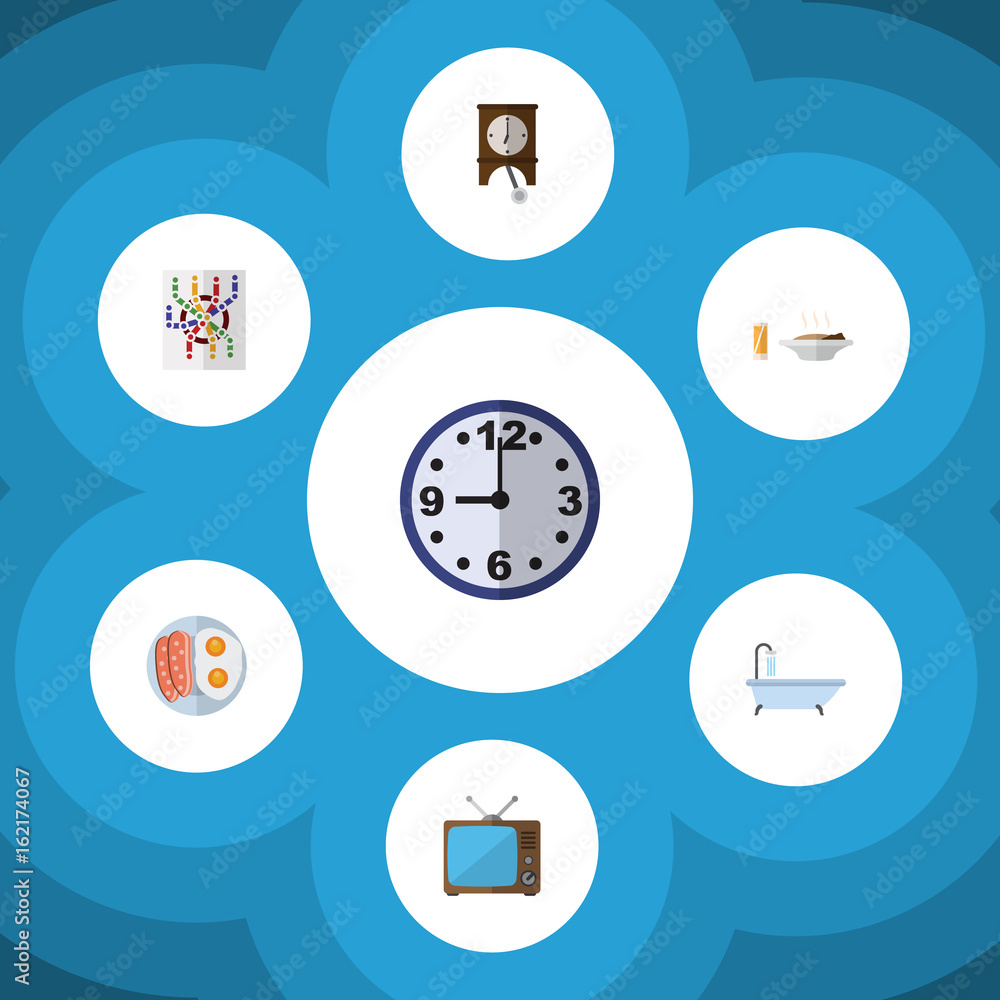 Flat Icon Life Set Of Watch, Fried Egg, Router And Other Vector Objects ...