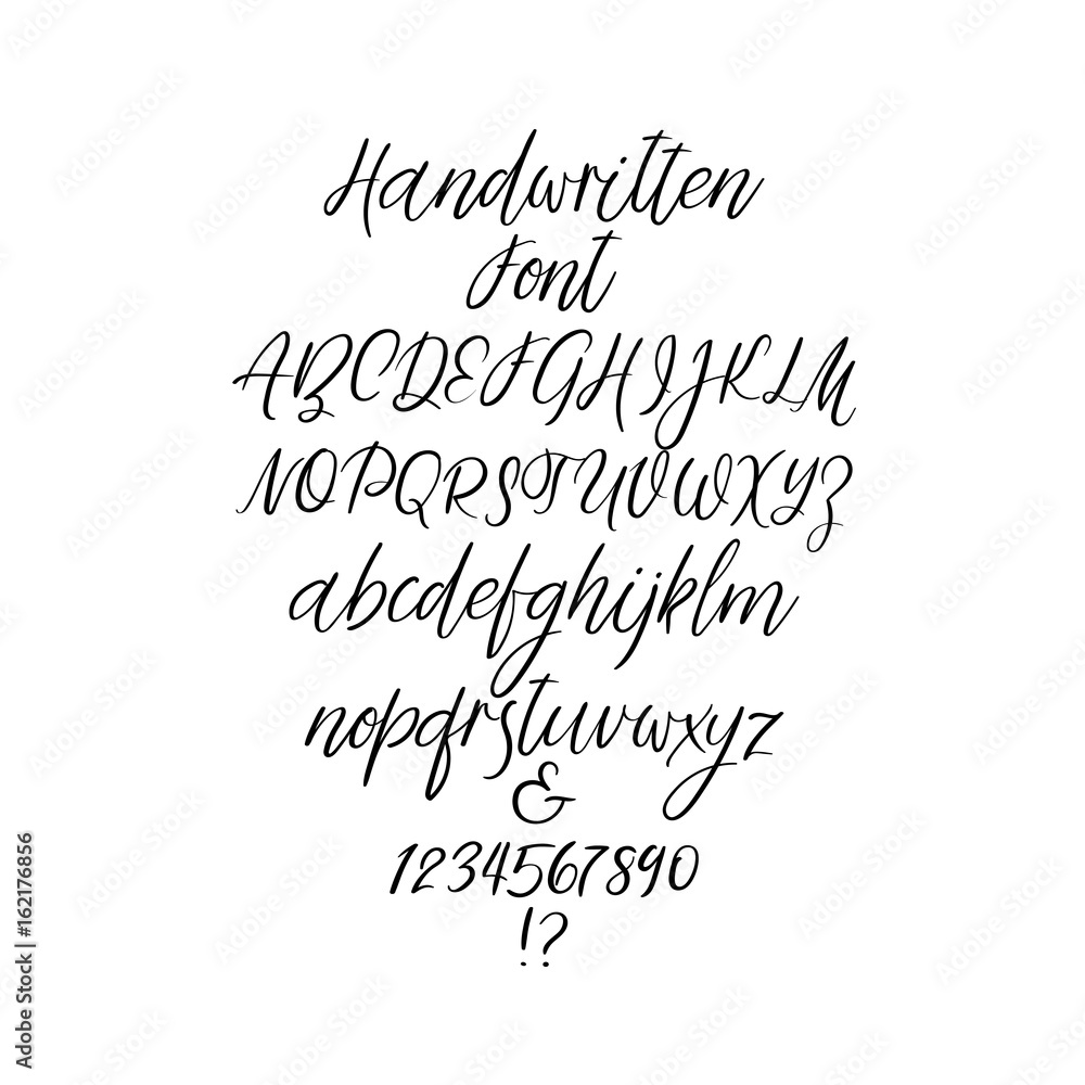 Handwritten alphabet letters. Calligraphy font. Vector Stock Vector ...