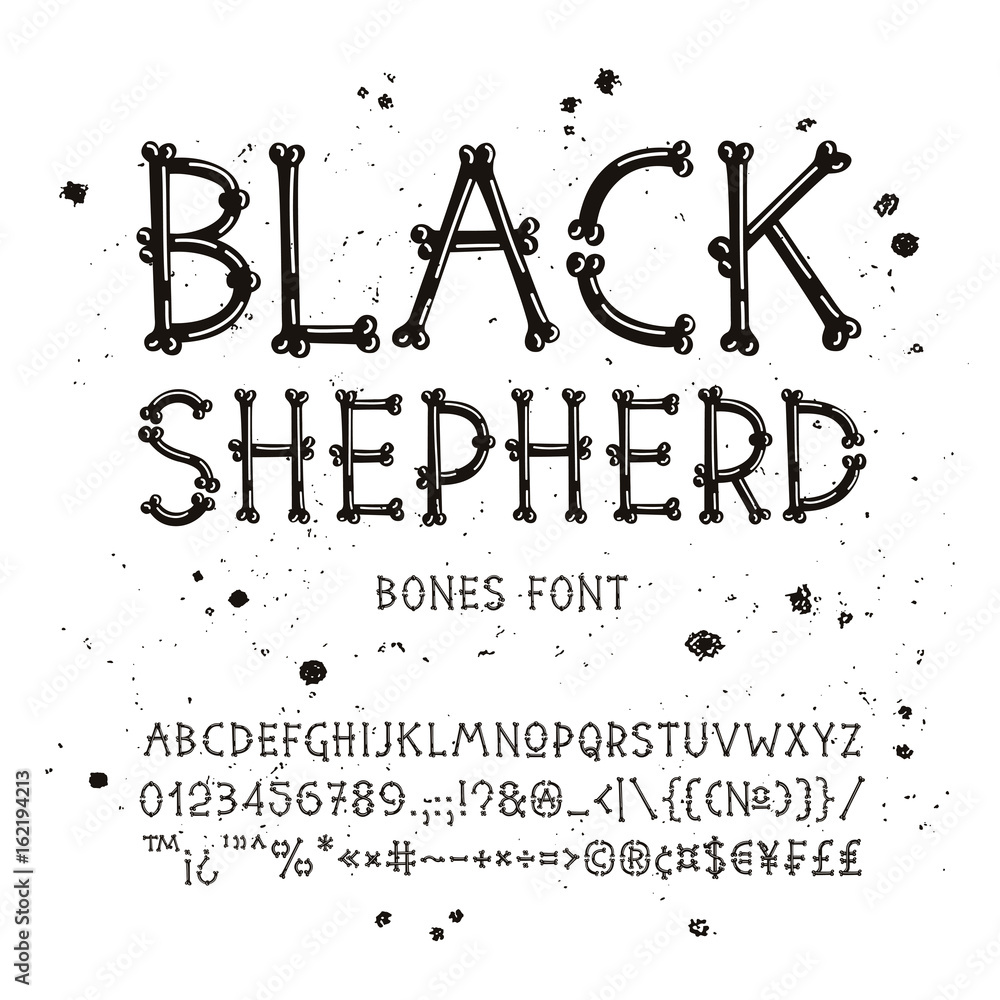 Vector font from bones Stock Vector | Adobe Stock