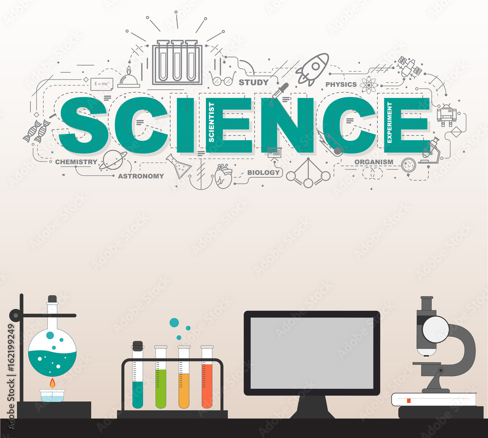 Science laboratory with high technology infographic design Stock Vector ...