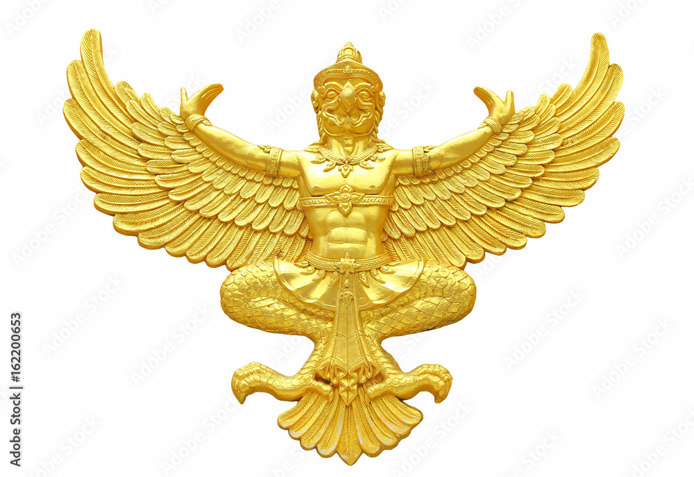 Golden garuda statue isolated on white background. Stock Photo | Adobe ...