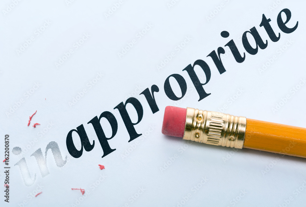 Word " inappropriate " and pencil with eraser close-up Stock Photo ...