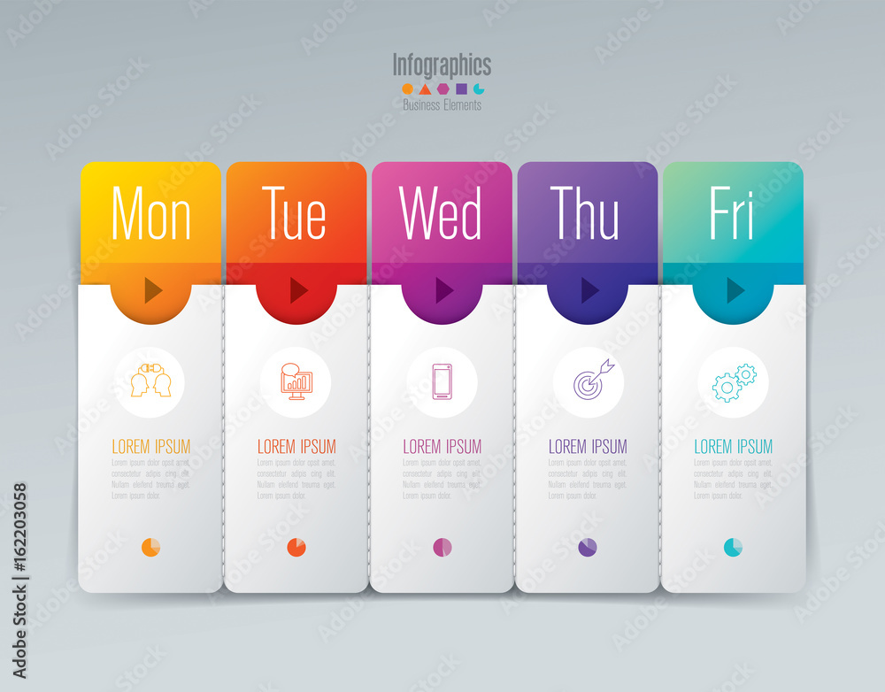 Weekly planner Monday - Friday infographics design. Stock Vector ...