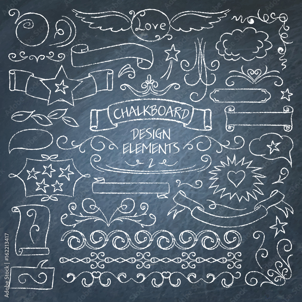 Big collection of chalkboard elements Stock Vector | Adobe Stock