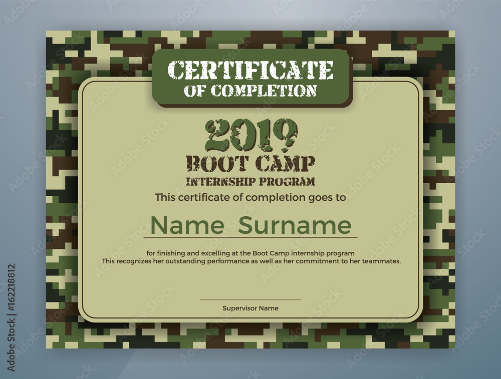 Boot Camp Internship Program Certificate Template Design with ...