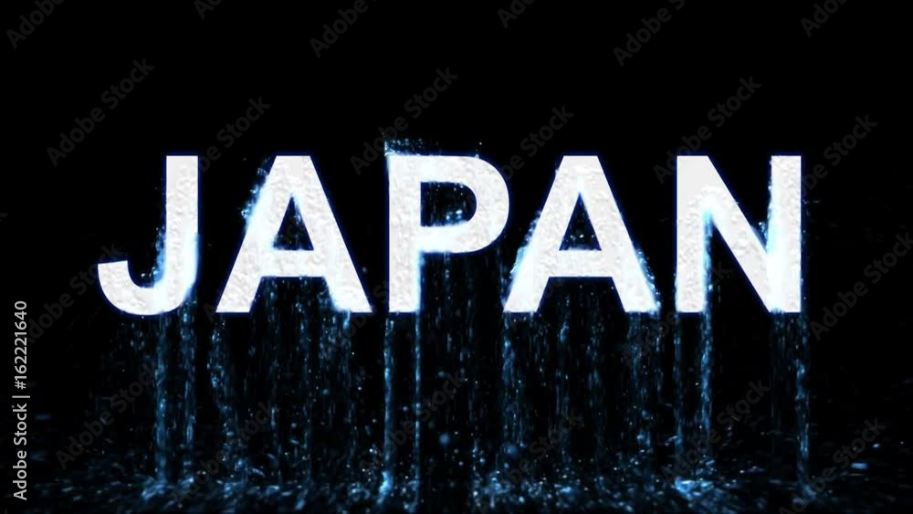 Title JAPAN arises from blue water. Transparent alpha channel. 3D ...