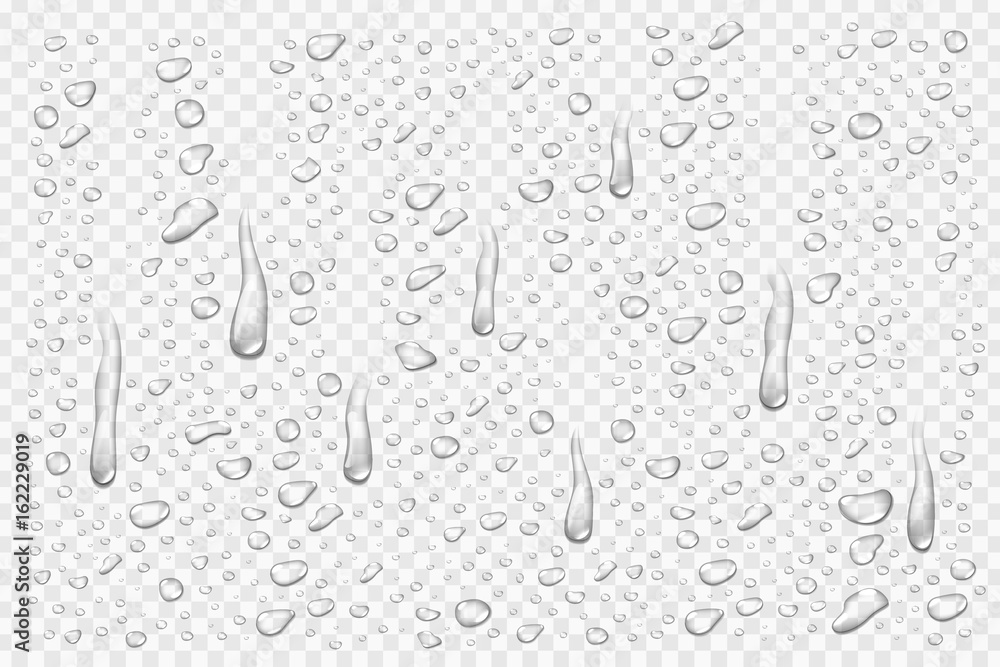 Vector set of realistic isolated water droplets on the transparent ...