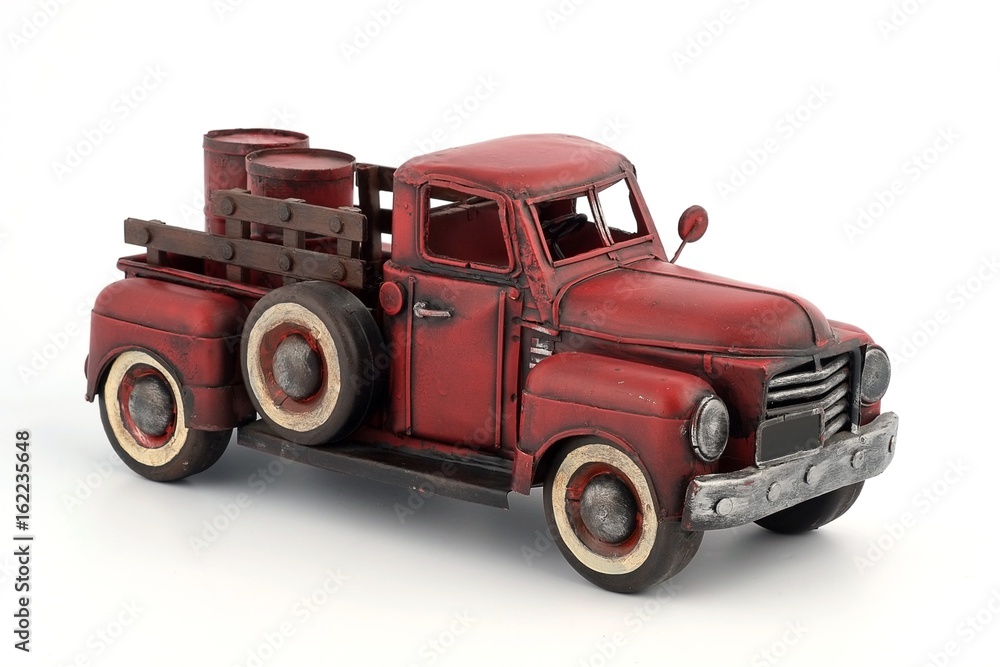 Metal model of an old truck with barrels for fuel (manufactured in 1934 ...