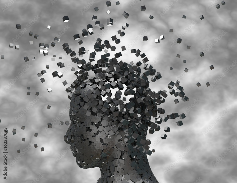 Dark thoughts, negative thinking and emotions concept 3D rendering ...