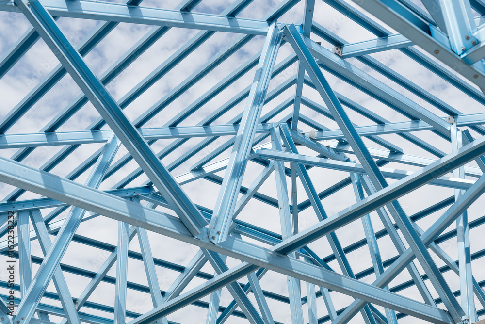 Structure of steel roof. Stock Photo | Adobe Stock