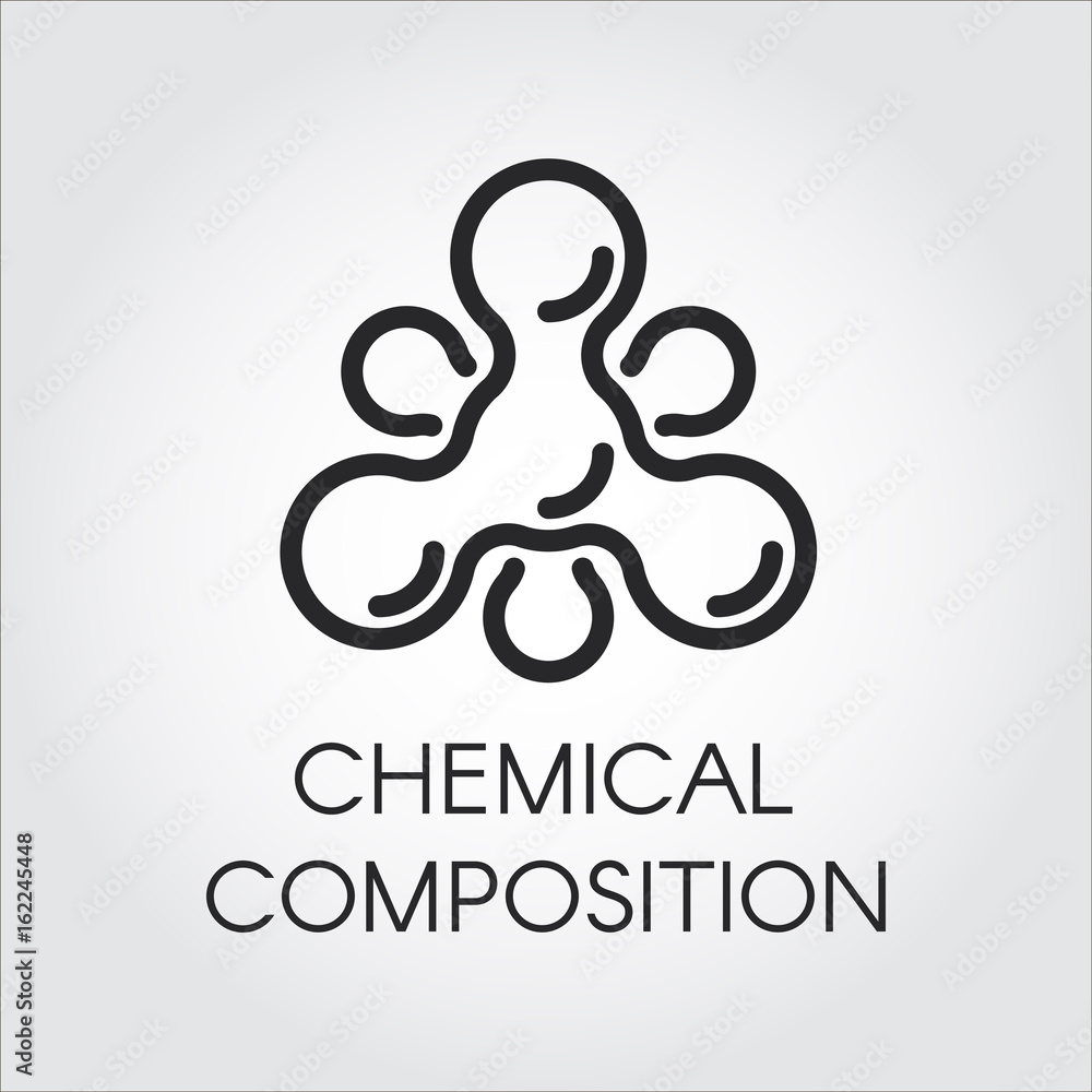 Chemical molecular icon in linear style. Atom structure contour logo ...