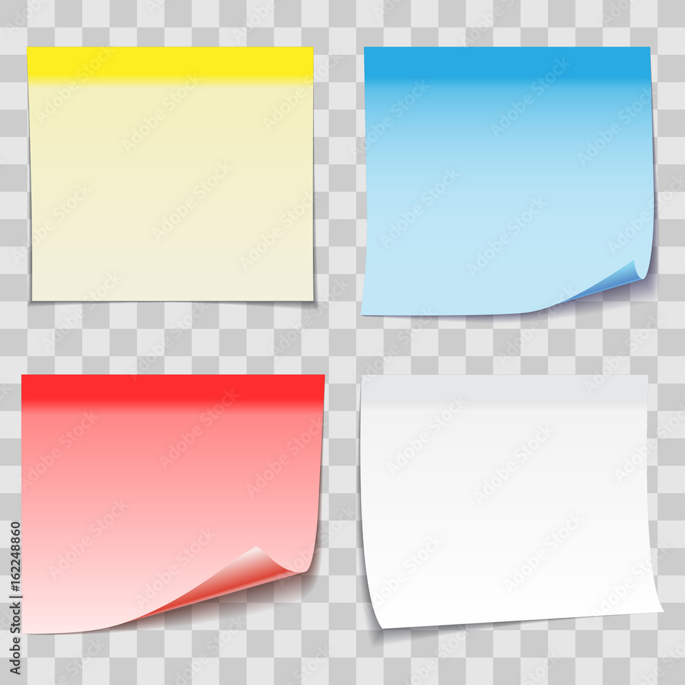 Colored Paper Sticky Note with Adhesive Tape isolated on transparent ...