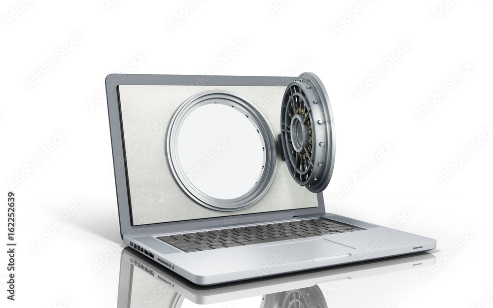 The concept of a secure online banking the open door of the bank vault ...