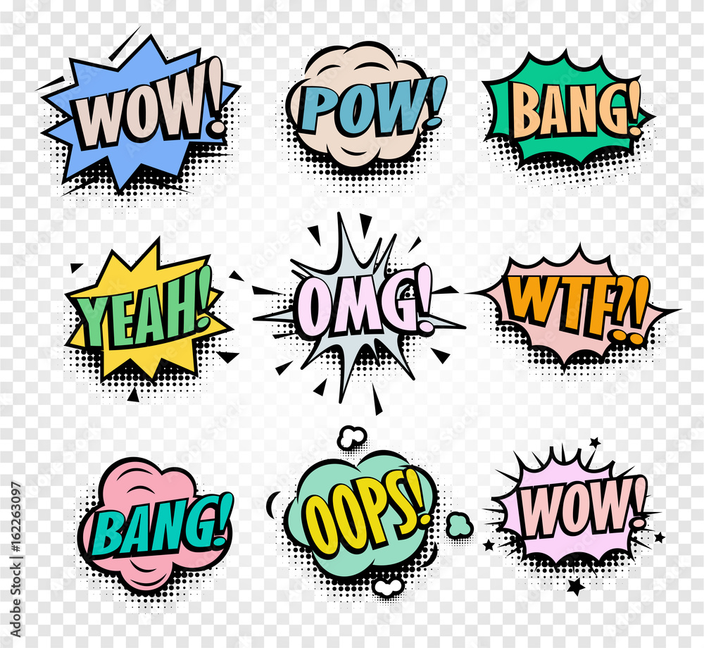 Vetor de Isolated abstract colorful comics speech balloons icons ...