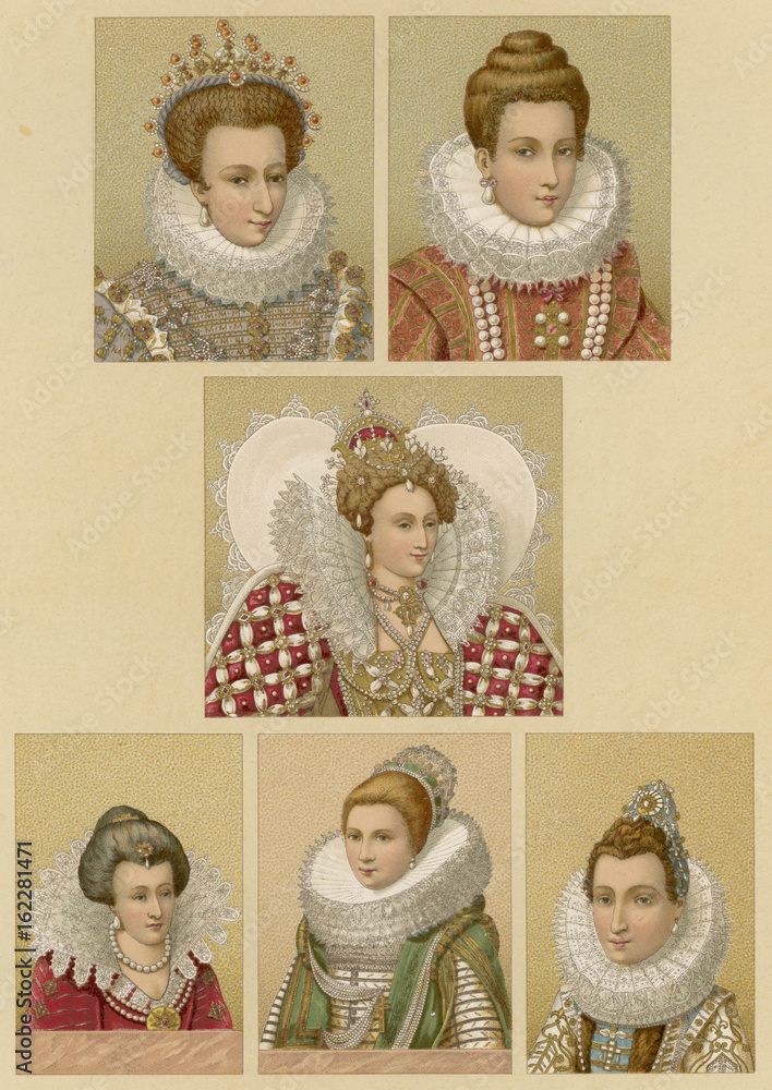 Types of Ruff Late 16th century. Date: late 16th century Stock Photo ...