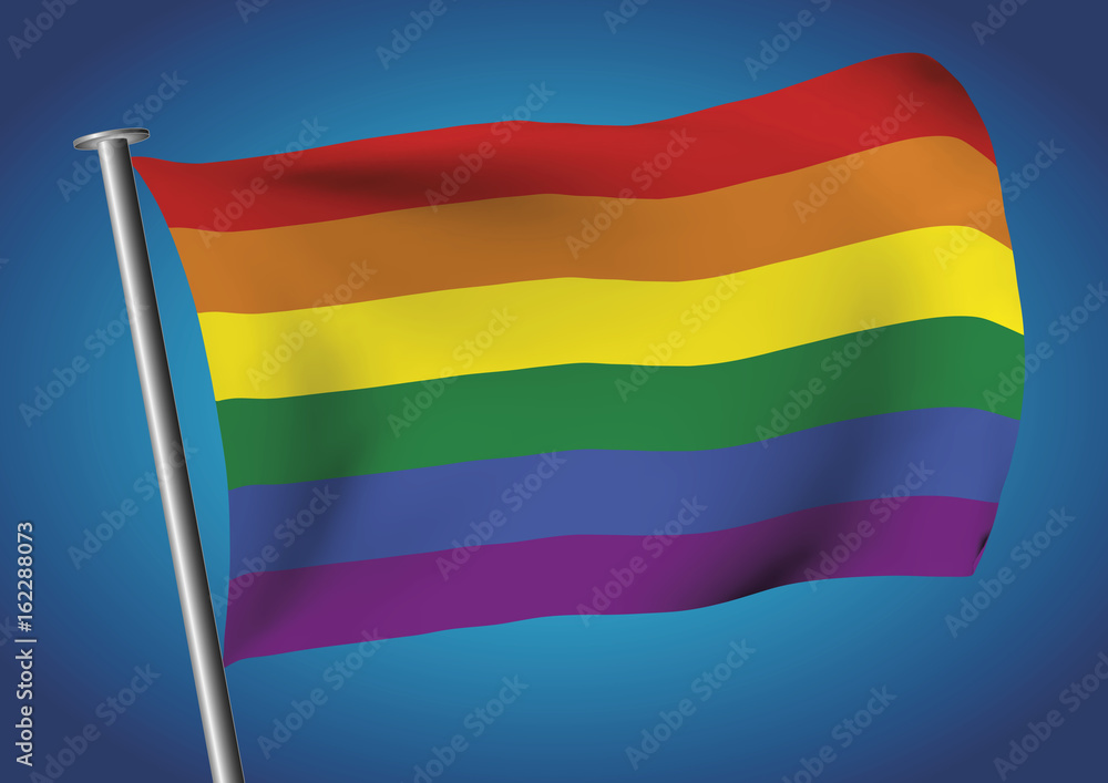 rainbow gay flag waving on the sky vector. Gay and lesbian pride symbol ...