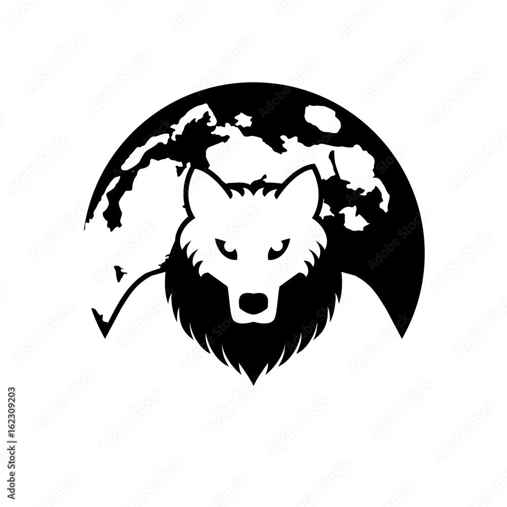 Werewolf Full Moon Badge / Emblem Monochrome Stock Vector | Adobe Stock