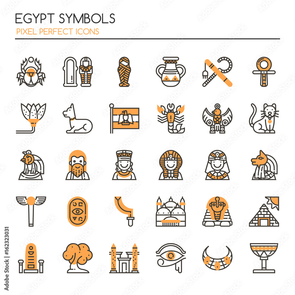 Egypt Symbols , Thin Line and Pixel Perfect Icons. Stock Vector | Adobe ...